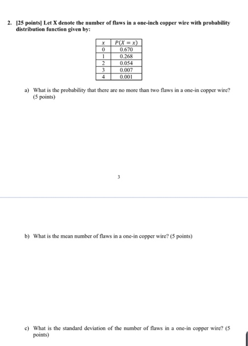 Solved 2. 125 points) Let X denote the number of flaws in a | Chegg.com