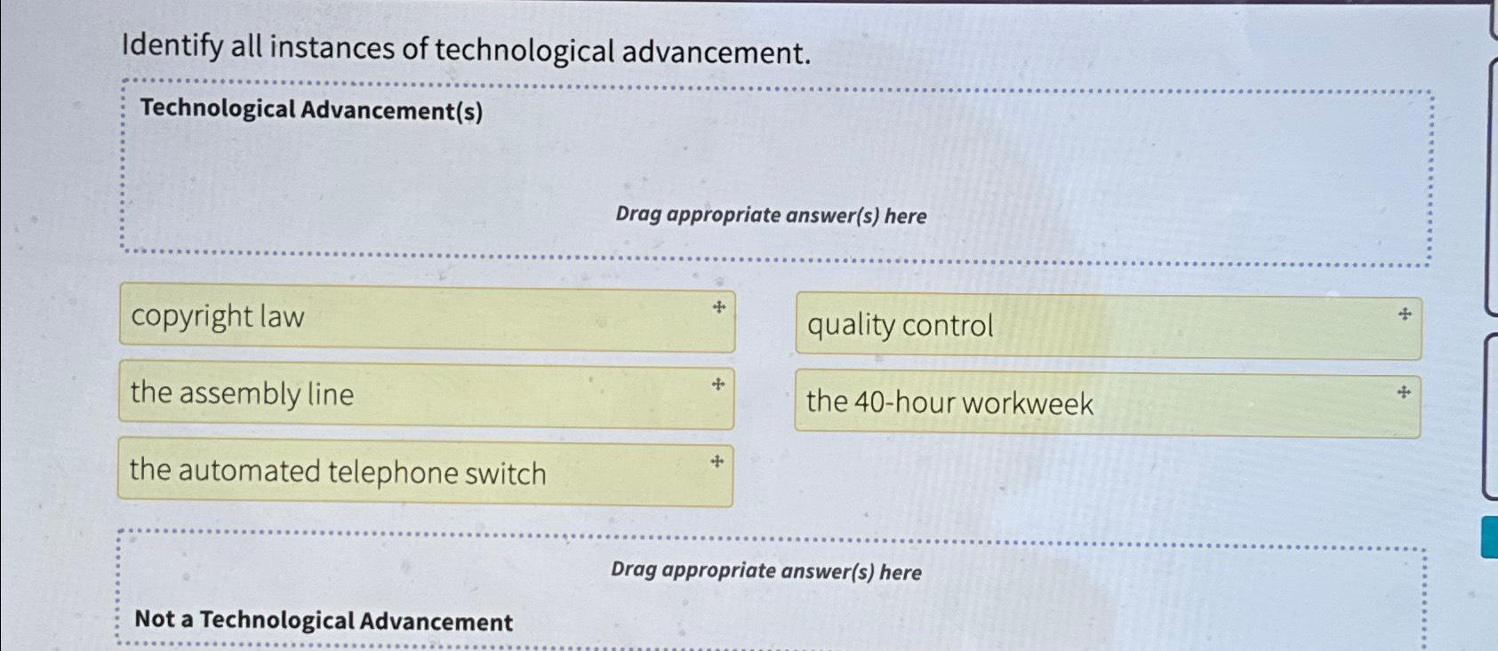 Solved Identify all instances of technological | Chegg.com