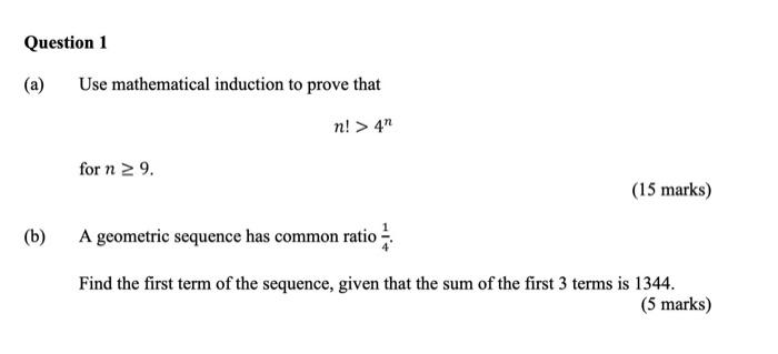 Solved (a) Use mathematical induction to prove that n!>4n | Chegg.com