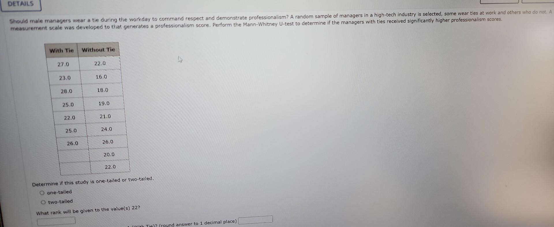 Solved Determine if this study is one-tailed or two-tailed. | Chegg.com
