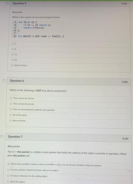 Solved Question 3 6 pts Exception 1 #include | Chegg.com