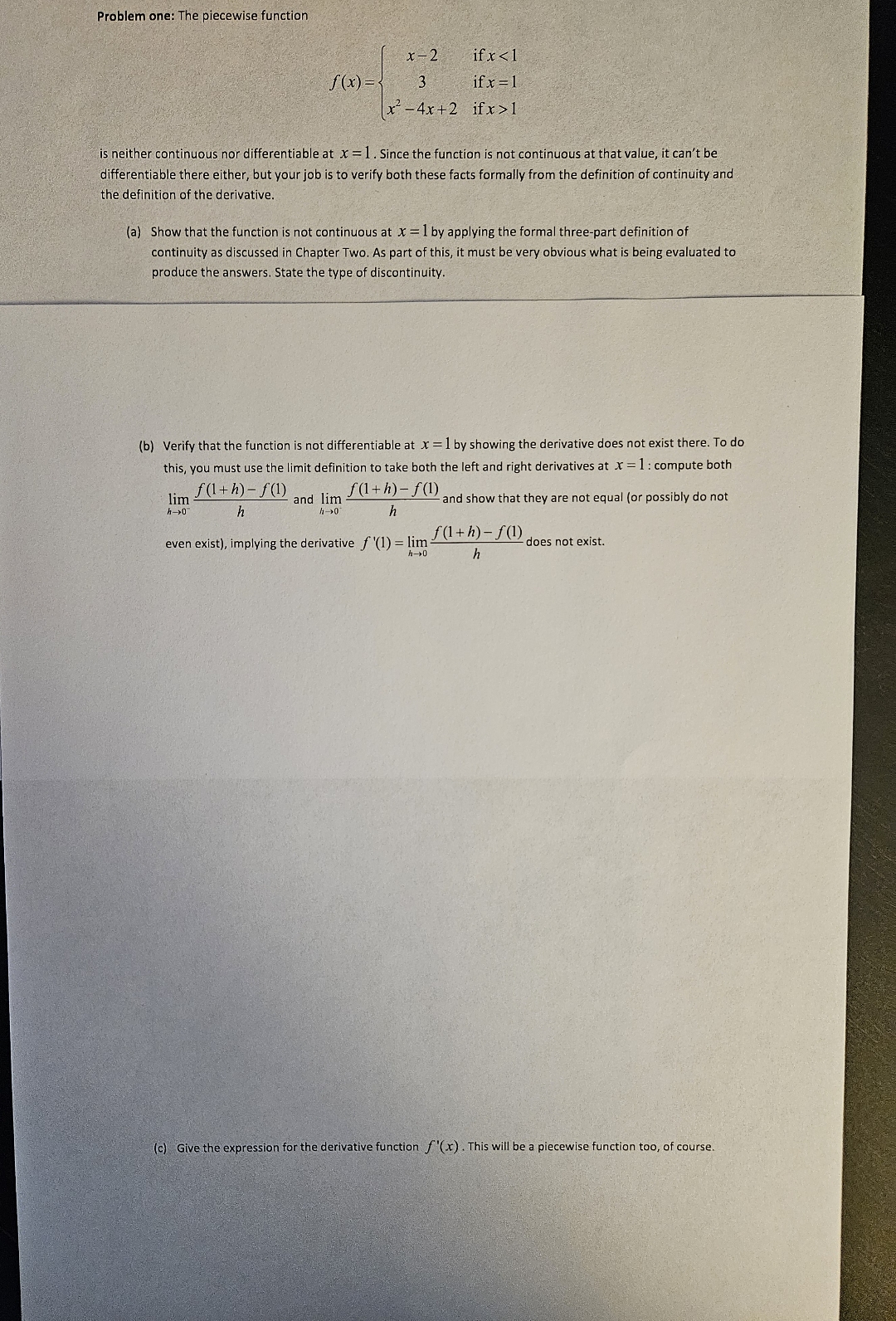 Solved Problem one: The piecewise | Chegg.com
