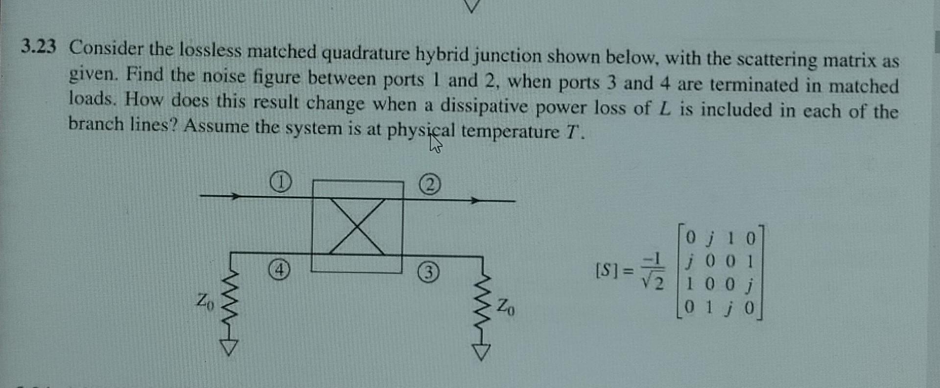 Solved .23 Consider the lossless matched quadrature hybrid | Chegg.com Solved .23 Consider the lossless matched quadrature hybrid | Chegg.com