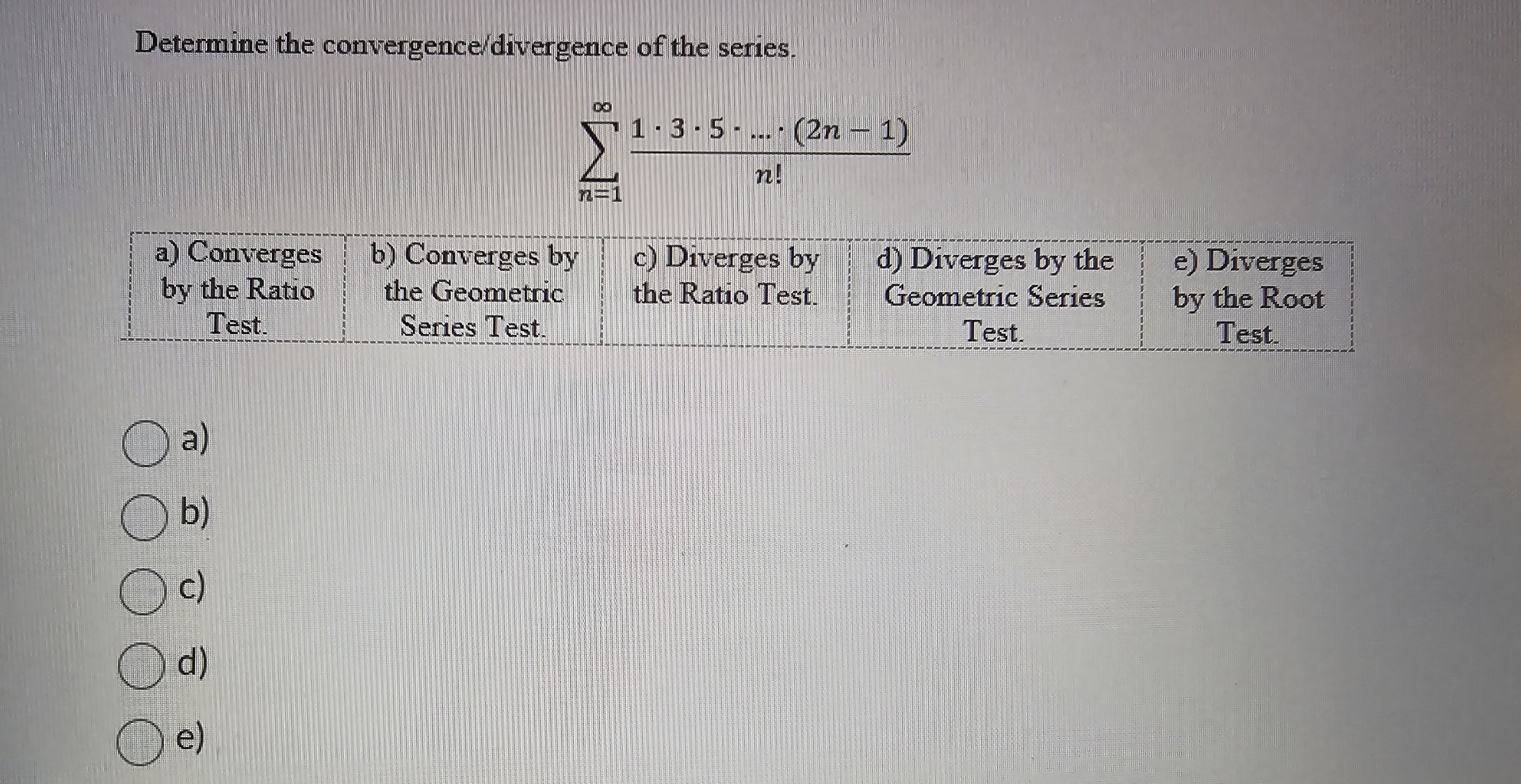 Solved Determine the convergence/divergence of the | Chegg.com