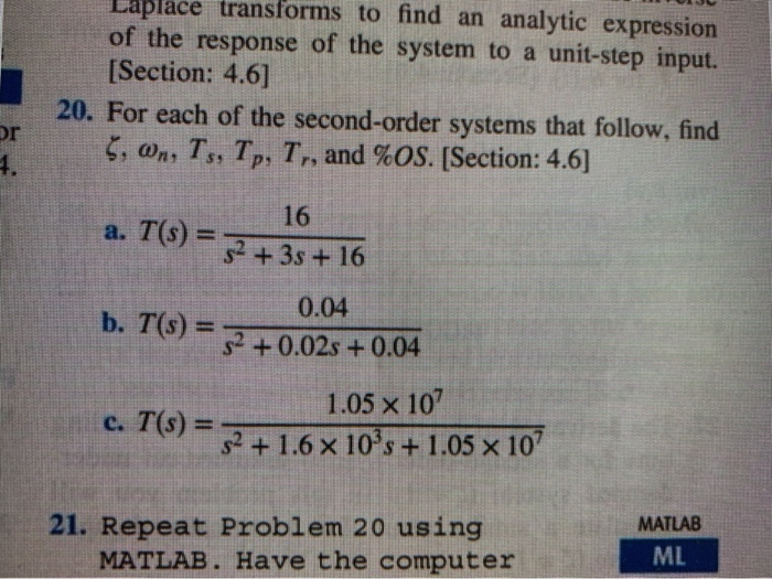 Solved Laplace transforms to find an analytic expression of | Chegg.com