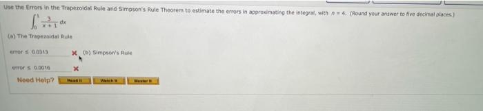 Solved Un the Errors in the Trapezoidal Rule and Simpson's | Chegg.com