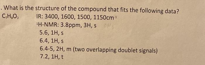 Solved What is the structure of the compound that fits the | Chegg.com