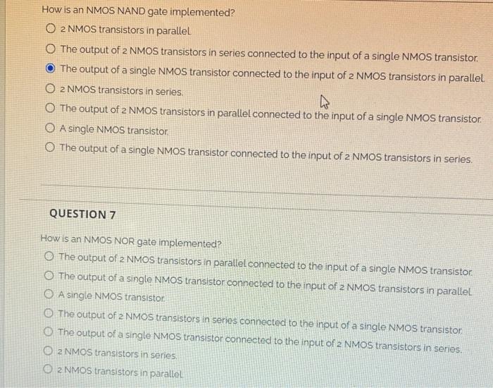 Solved How is an NMOS NAND gate implemented? O 2 NMOS | Chegg.com