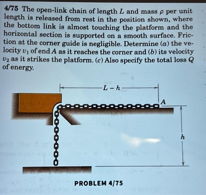 Solved 4/75 The open-link chain of length L and mass ρ per | Chegg.com