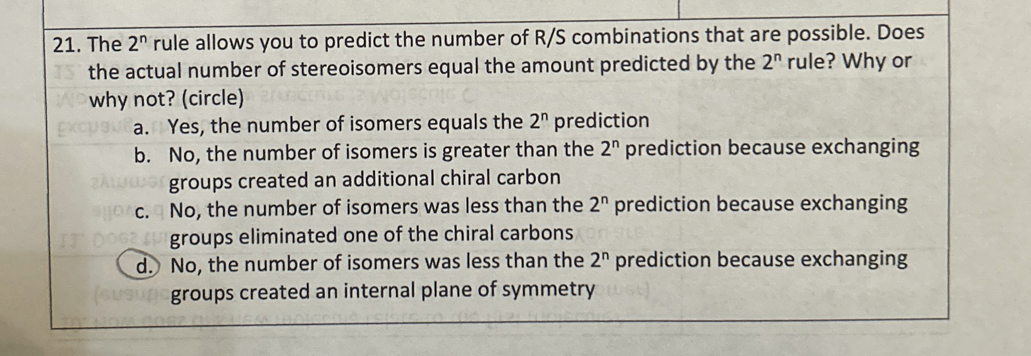 Solved The 2n ﻿rule allows you to predict the number of RS | Chegg.com