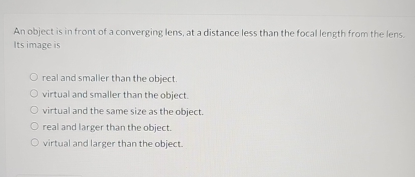 Solved An object is in front of a converging lens, at a | Chegg.com