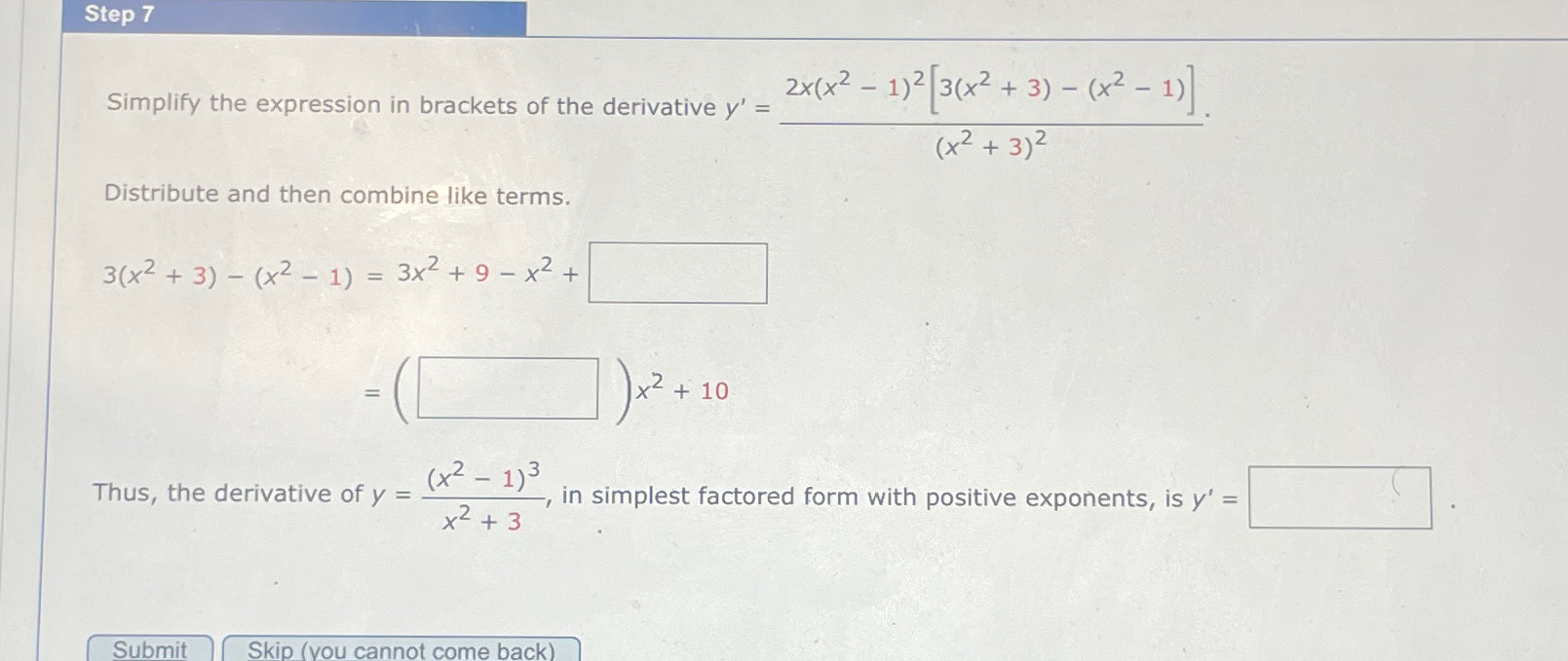 Solved Step 7Simplify the expression in brackets of the | Chegg.com