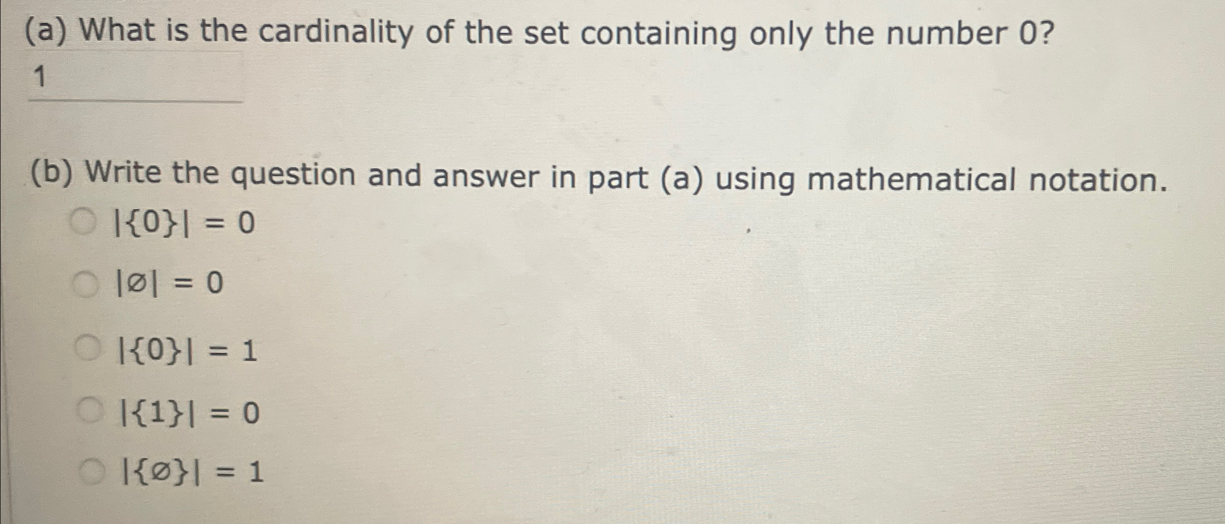 Solved (a) ﻿What is the cardinality of the set containing | Chegg.com
