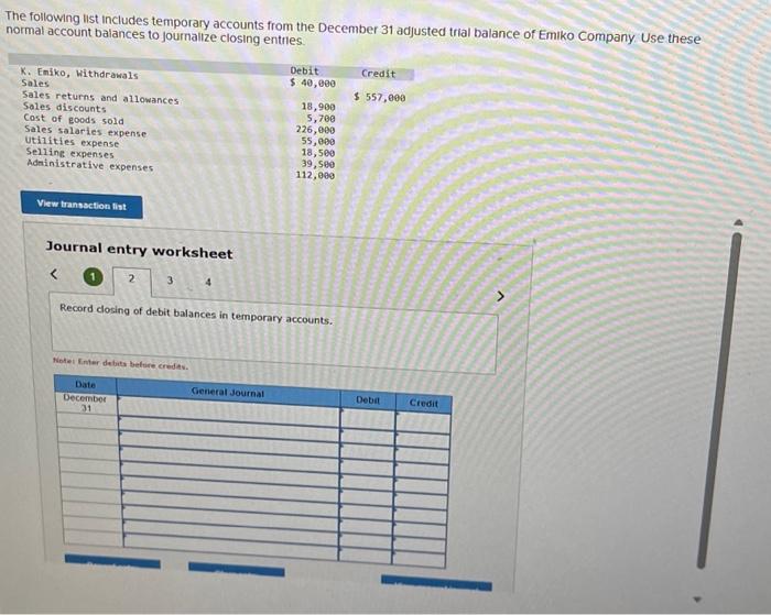 Solved The following list includes temporary accounts from | Chegg.com
