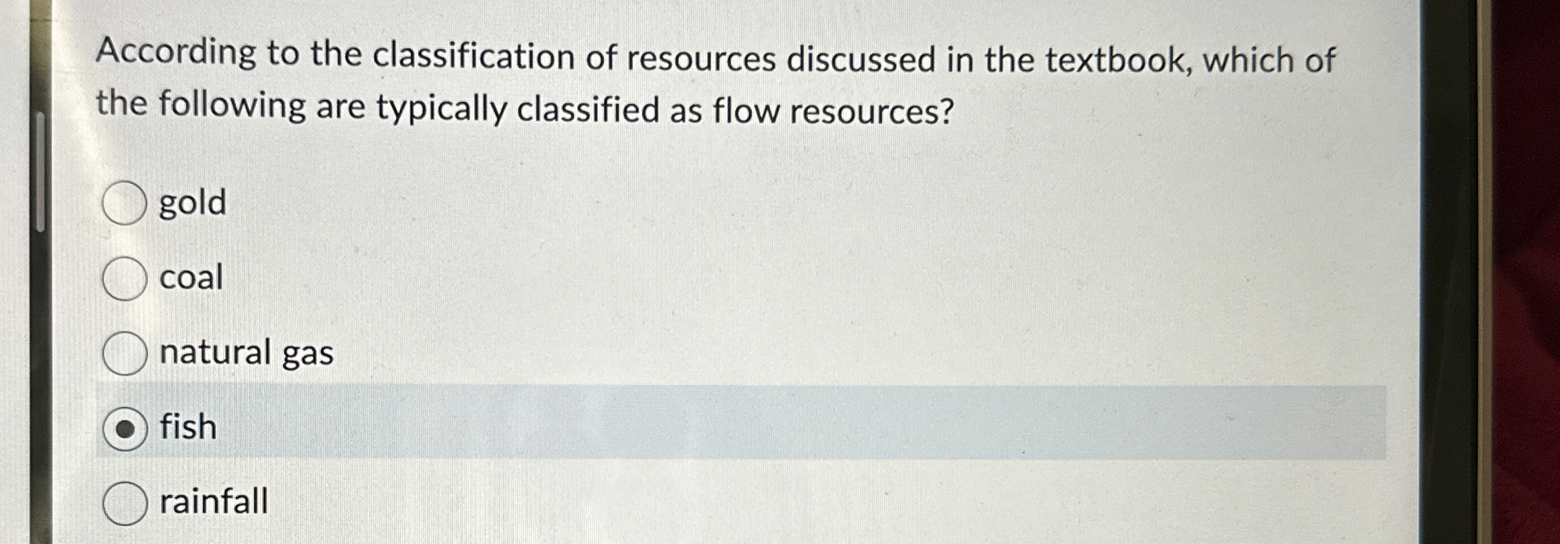 Solved According to the classification of resources | Chegg.com