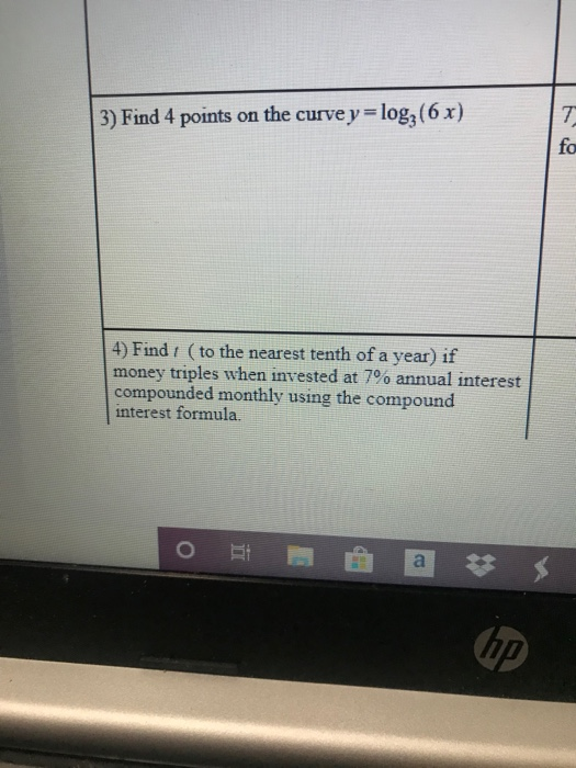 Solved 3) Find 4 points on the curve y = log2 (6 x) 4) Find | Chegg.com