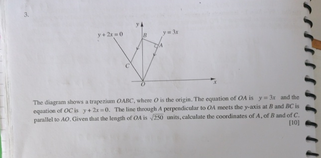 Solved The diagram shows a trapezium OABC, where O ﻿is the | Chegg.com
