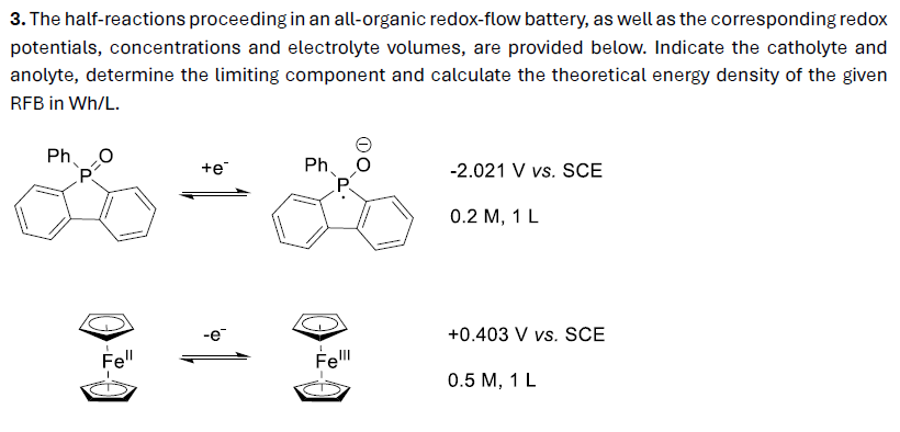 3. ﻿The half-reactions proceeding in an all-organic | Chegg.com