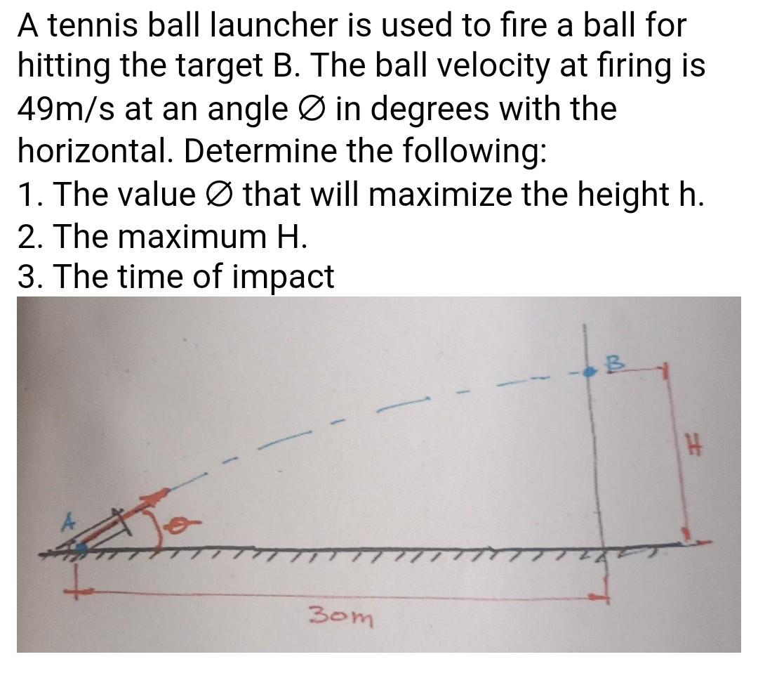 Solved A tennis ball launcher is used to fire a ball for | Chegg.com