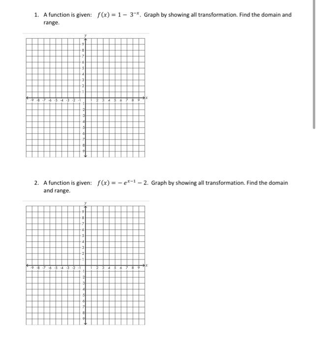 Solved 1. A function is given: f(x)=1−3−x. Graph by showing | Chegg.com