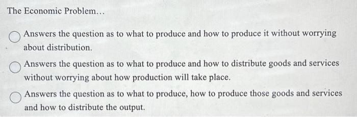 Solved The Economic Problem... Answers the question as to | Chegg.com