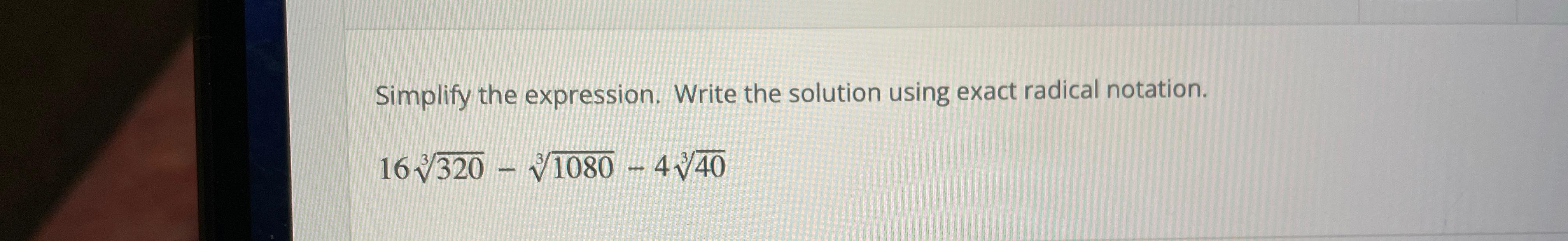 Solved Simplify the expression. Write the solution using | Chegg.com