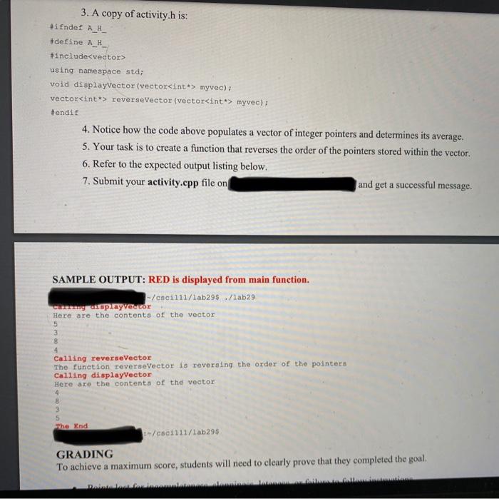 Solved Lab 29 Vector With Pointers To Int Type Csci 111 8854