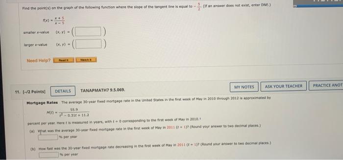 Solved 10. 1-/2 Points DETAILS TANAPMATH79.5.0.0 MY NOTES | Chegg.com Solved 10. 1-/2 Points DETAILS TANAPMATH79.5.0.0 MY NOTES | Chegg.com