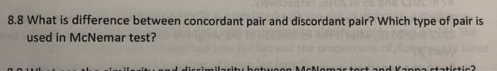 Solved 8.8 What is difference between concordant pair and | Chegg.com