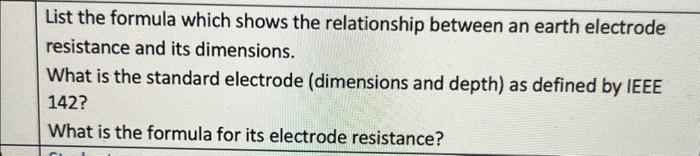 Solved List the formula which shows the relationship between | Chegg.com