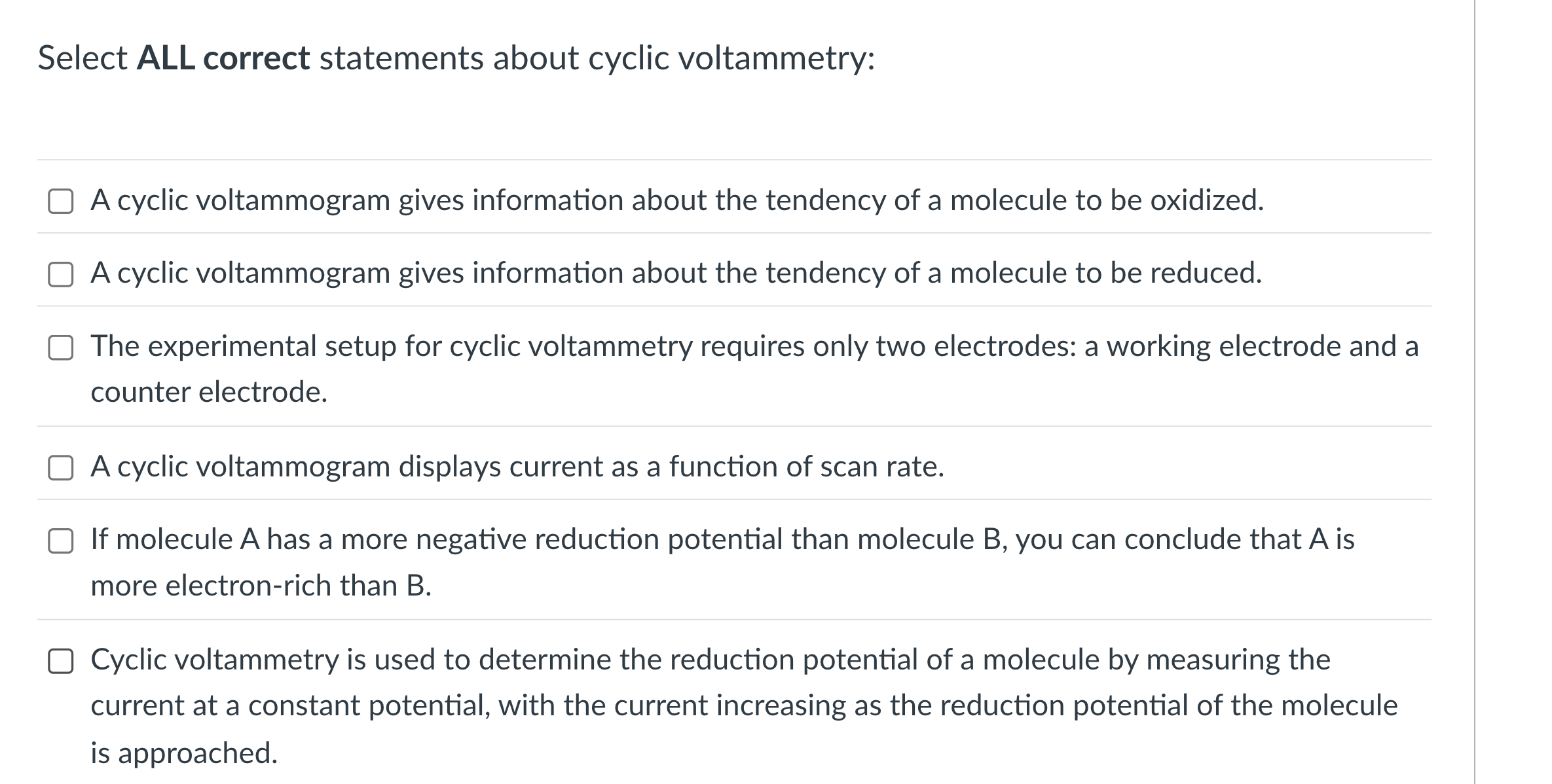 Solved Select ALL correct statements about cyclic | Chegg.com