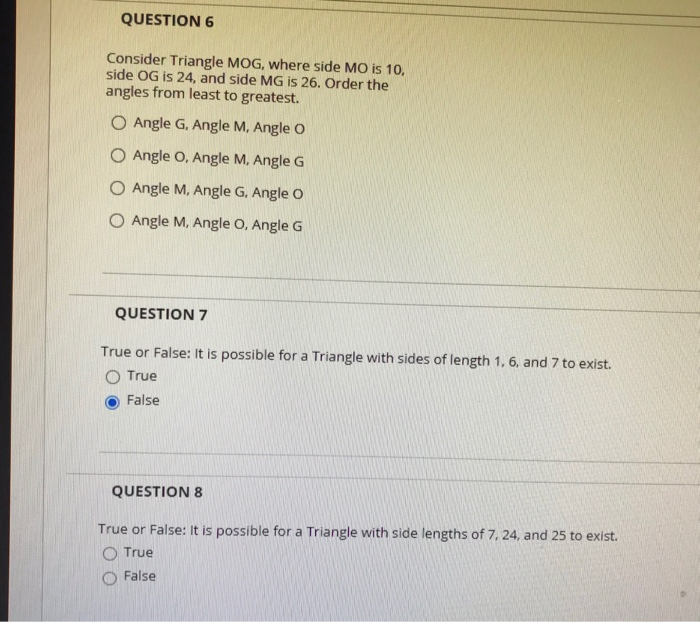 Solved QUESTION 6 Consider Triangle MOG, where side MO is | Chegg.com