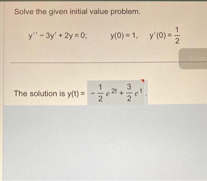 Solved Solve the given initial value problem. | Chegg.com
