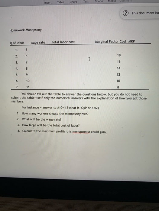 Solved Insert Table Chart Text Shape Media ? This document | Chegg.com