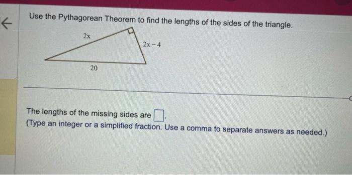 Solved Use the Pythagorean Theorem to find the lengths of | Chegg.com