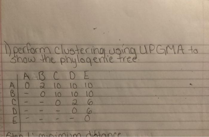 Solved 1) perform clustering using UPGMA to show the | Chegg.com