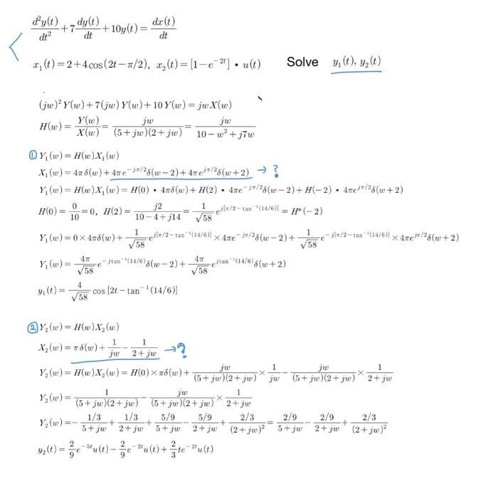 Solved how can i get X1(w) and X2(w) ?????especcially i | Chegg.com