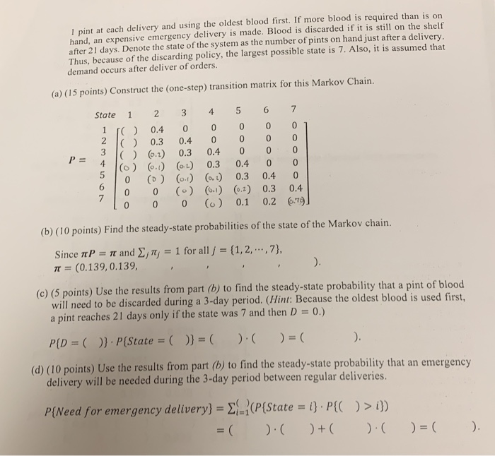 Solved 2. [40 points) Consider the following blood inventory | Chegg.com