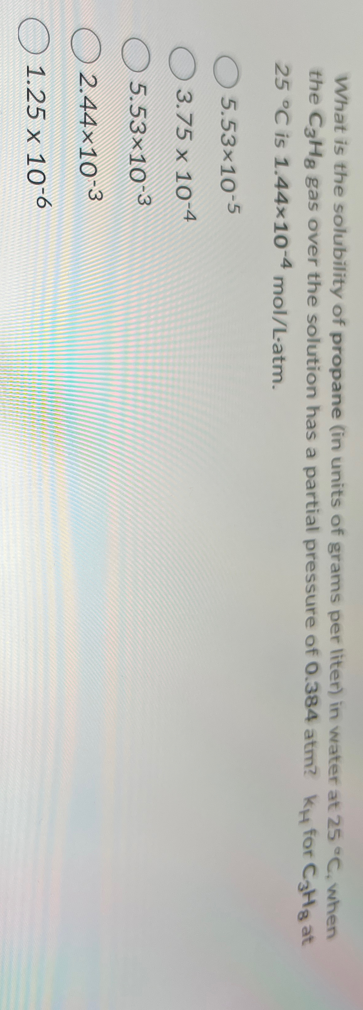 Solved What is the solubility of propane (in units of grams | Chegg.com