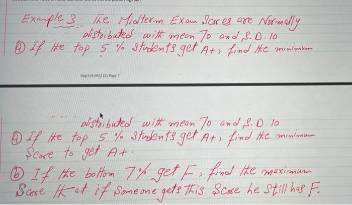 Solved Example 3. the Midterm Exam Scores are Normally | Chegg.com