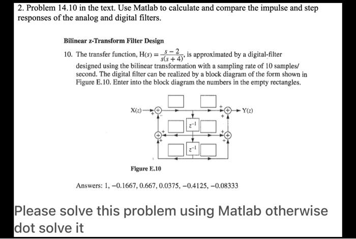 Solved 2. Problem 14.10 in the text. Use Matlab to calculate | Chegg.com