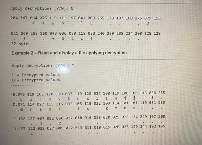 Solved Apply decryption? ( Y/N):N | Chegg.com