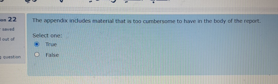 Solved on 22savedlout ofquestionThe appendix includes | Chegg.com