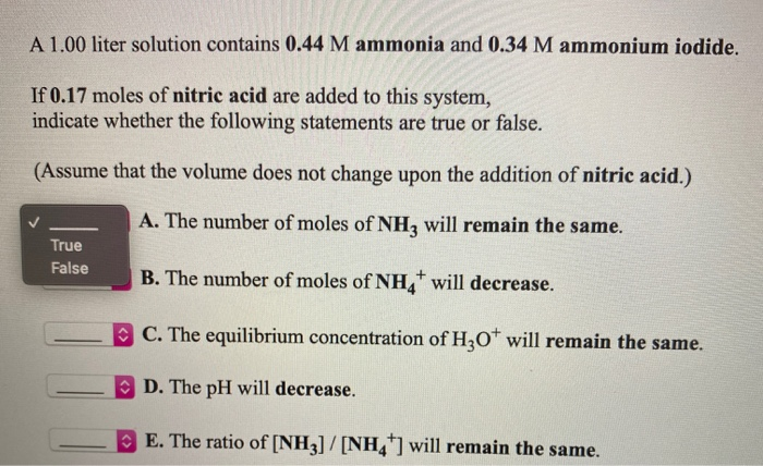 Solved A 1.00 liter solution contains 0.44 M ammonia and | Chegg.com