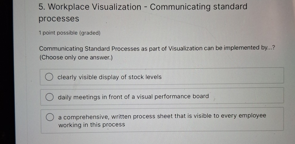 Solved Workplace Visualization - ﻿Communicating standard | Chegg.com