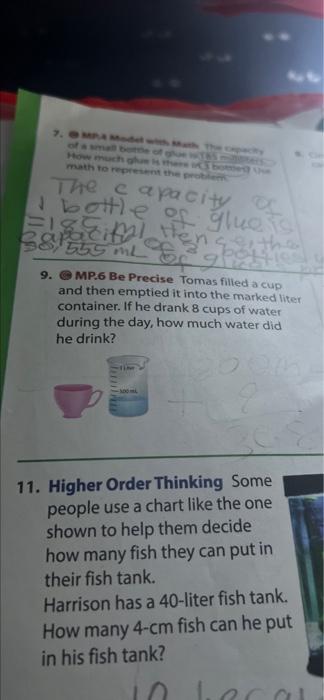 Solved 7. MP4 Model with Math The capacity of a small bottle | Chegg.com