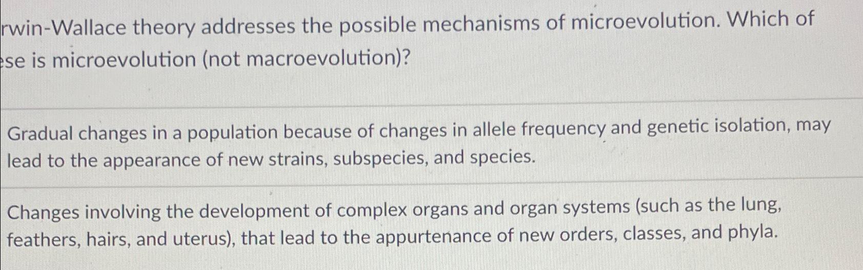 Solved rwin-Wallace theory addresses the possible mechanisms | Chegg.com