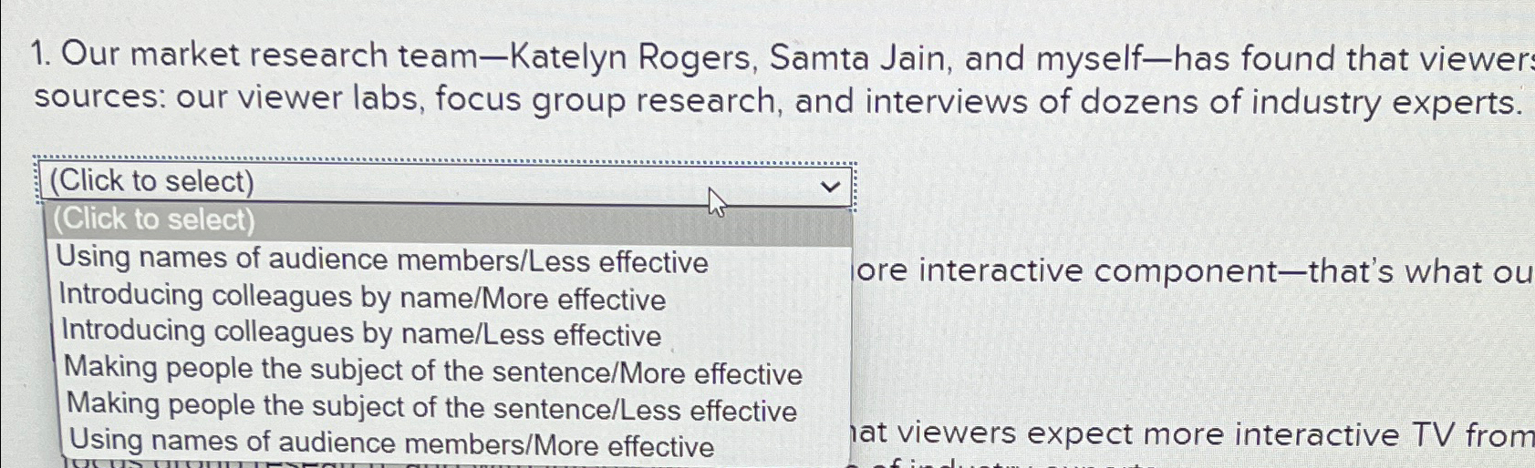 Solved Our market research team-Katelyn Rogers, Samta Jain, | Chegg.com