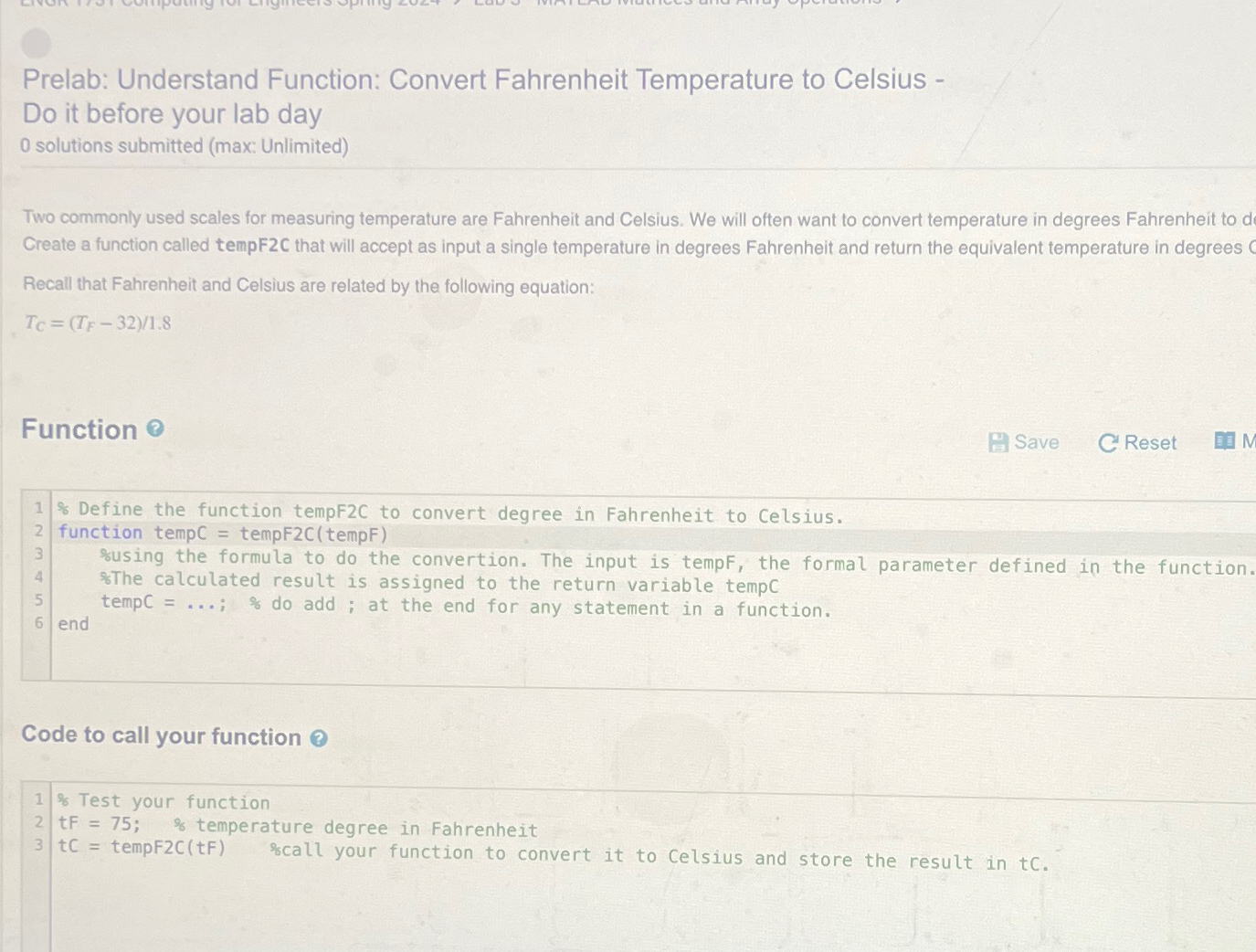 Prelab: Understand Function: Convert Fahrenheit | Chegg.com