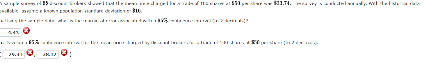 Solved A sample survey of 55 ﻿discount brokers showed that | Chegg.com